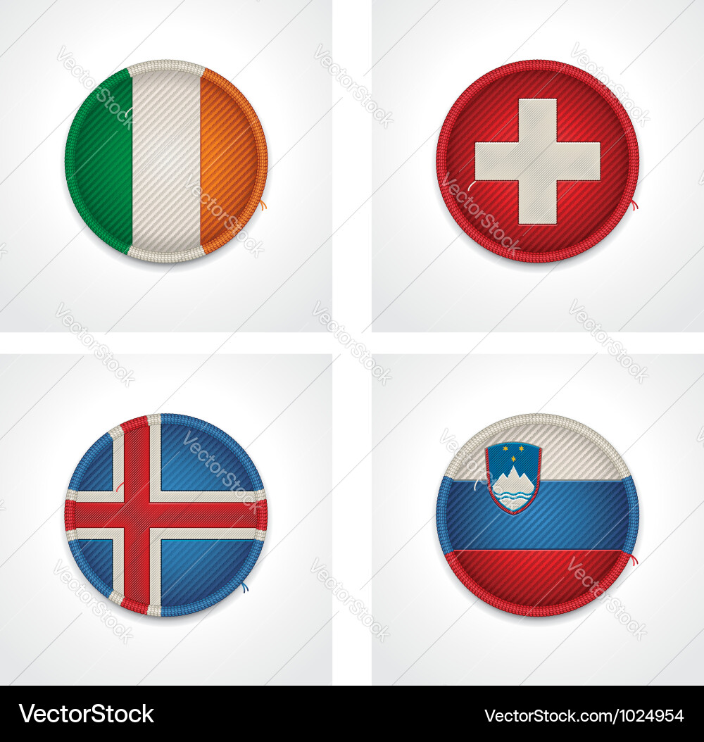 Flags of countries as fabric badges Royalty Free Vector