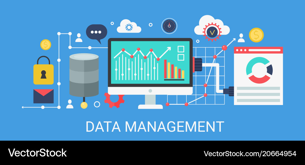 Flat modern concept data management banner Vector Image