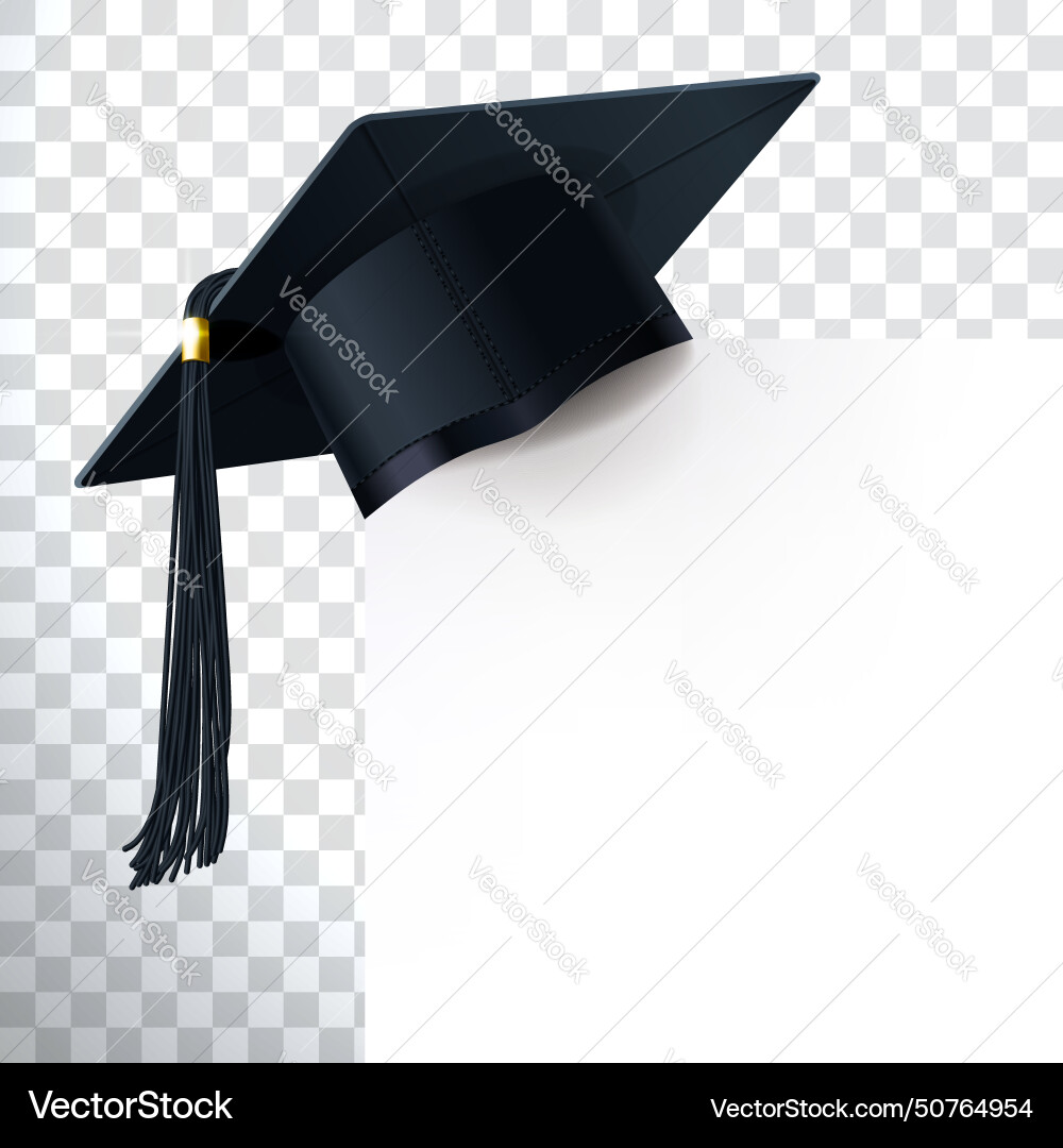 Graduate cap with blank diploma sheet Royalty Free Vector