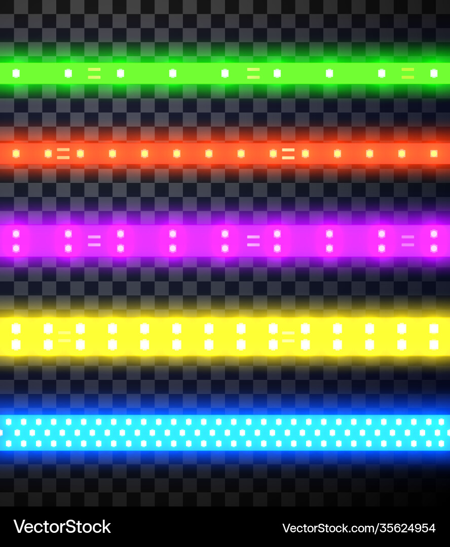 Led strips colorful set festive illumination Vector Image