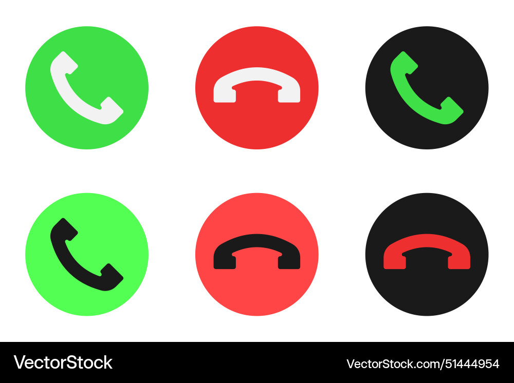 Phone call answer decline icon set on white Vector Image
