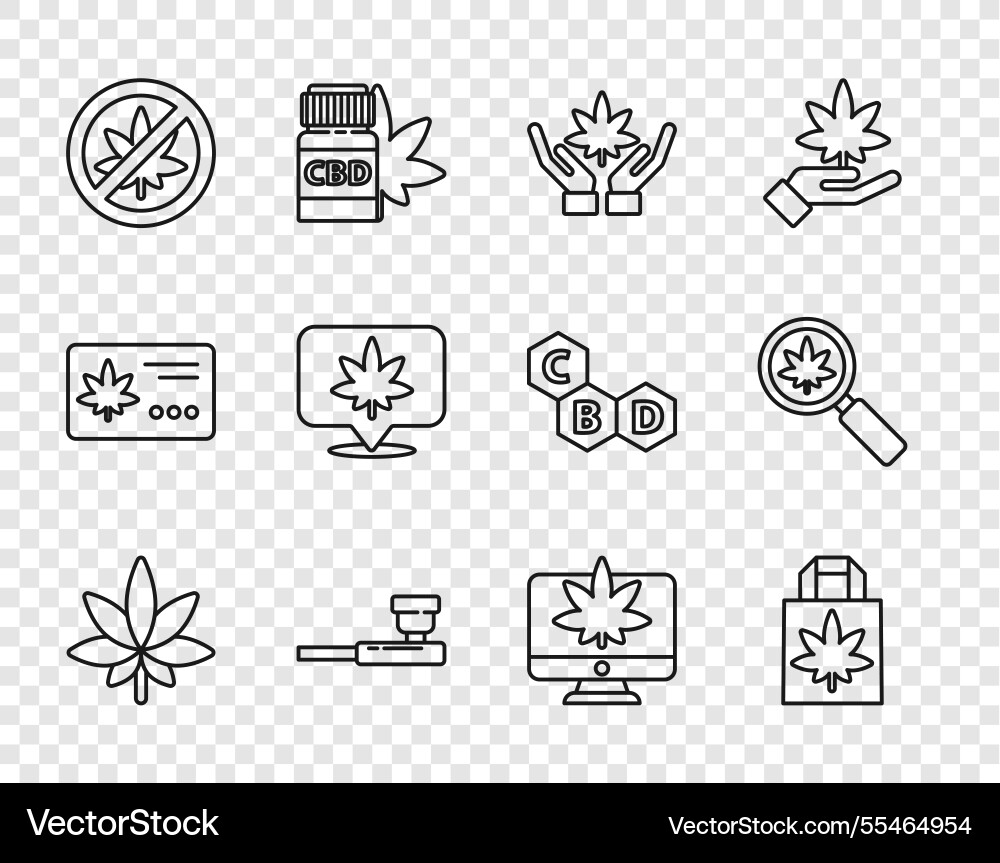 Set line marijuana or cannabis leaf shopping Vector Image