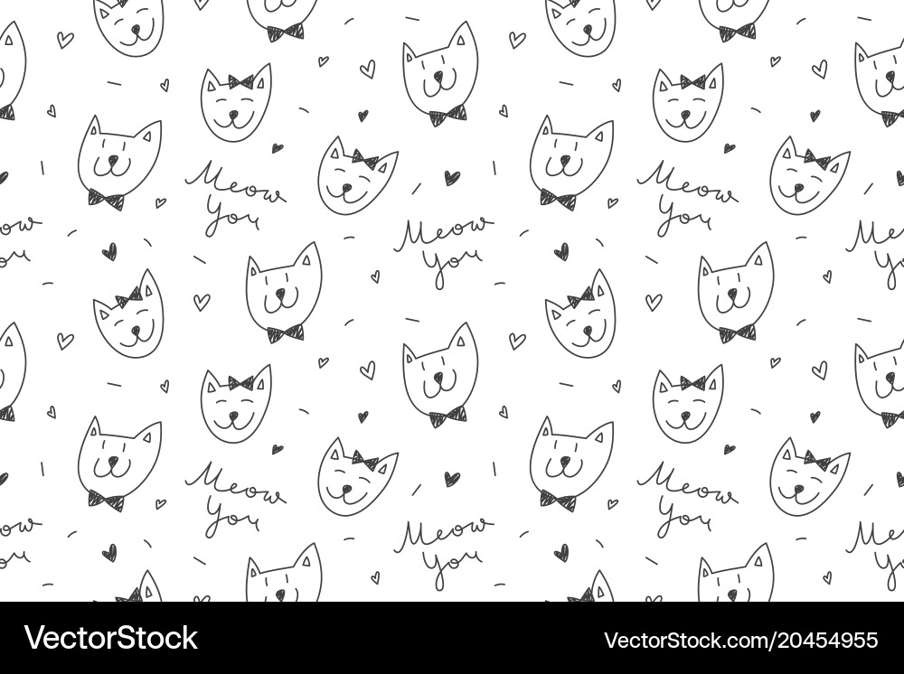 Cute Meow You Pattern Royalty Free Vector Image