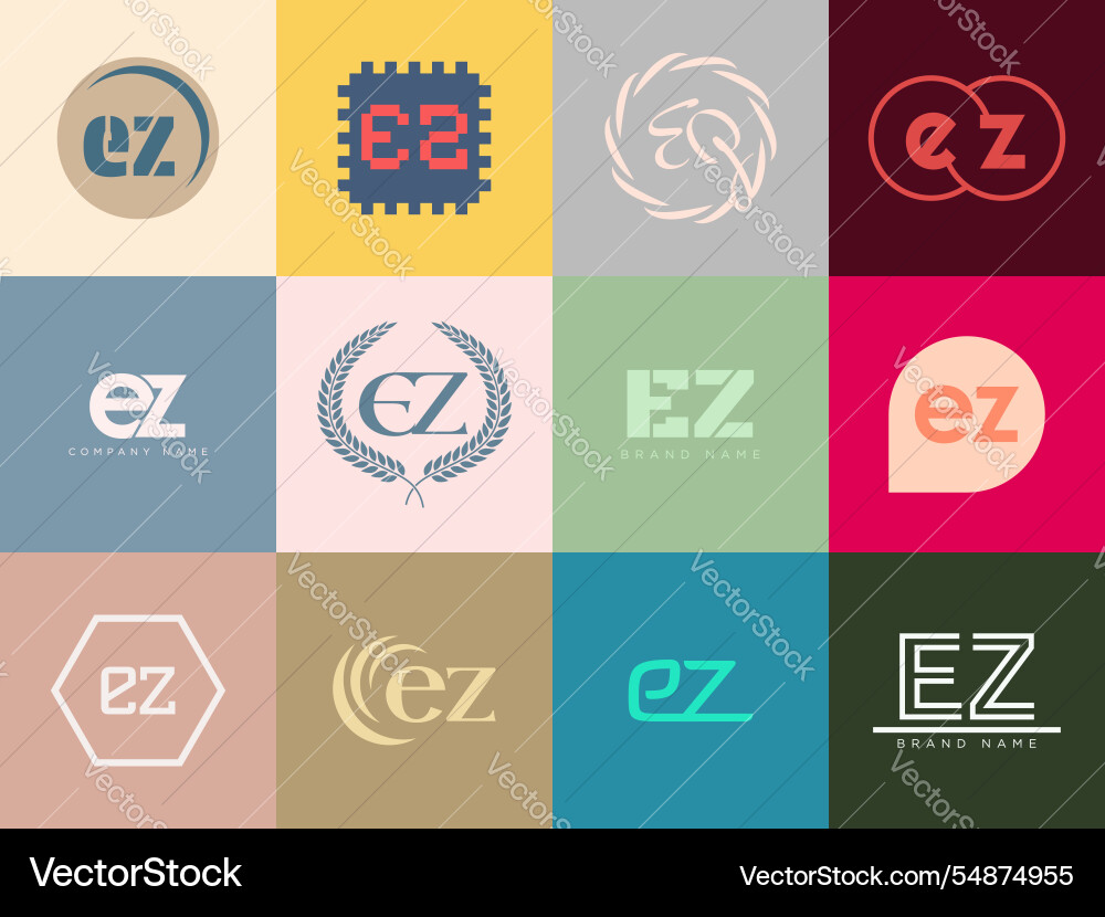 Ez logo company template letter e and z logotype Vector Image