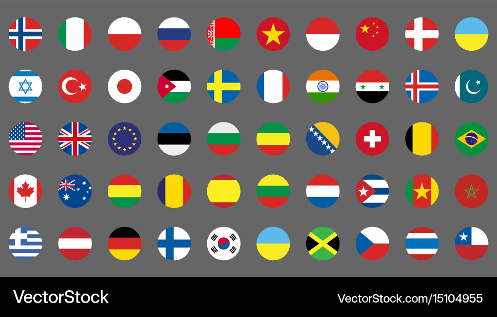 Flags of Nations - Round Icons Royalty Free Vector Image