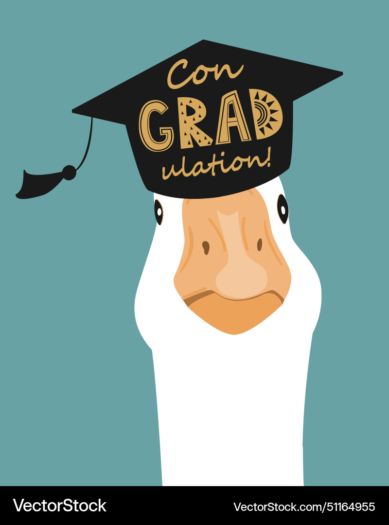 Funny graduate goose character in graduation hat Vector Image
