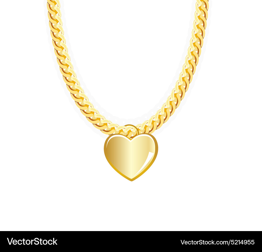 Gold chain jewelry whit heart Royalty Free Vector Image