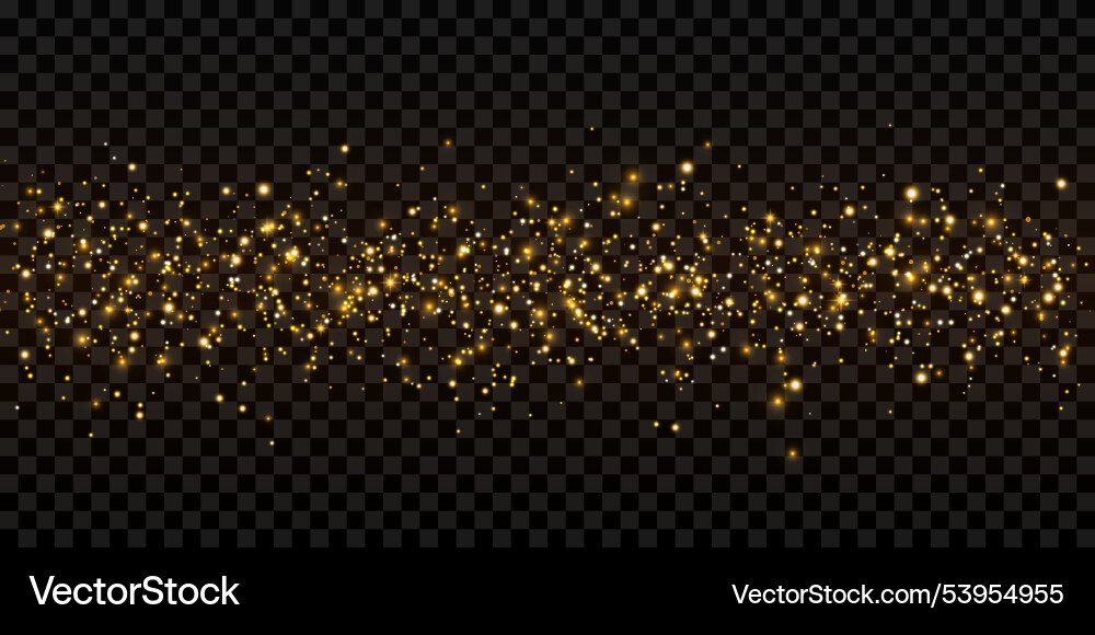 Golden glitter line particles stars sparkles Vector Image
