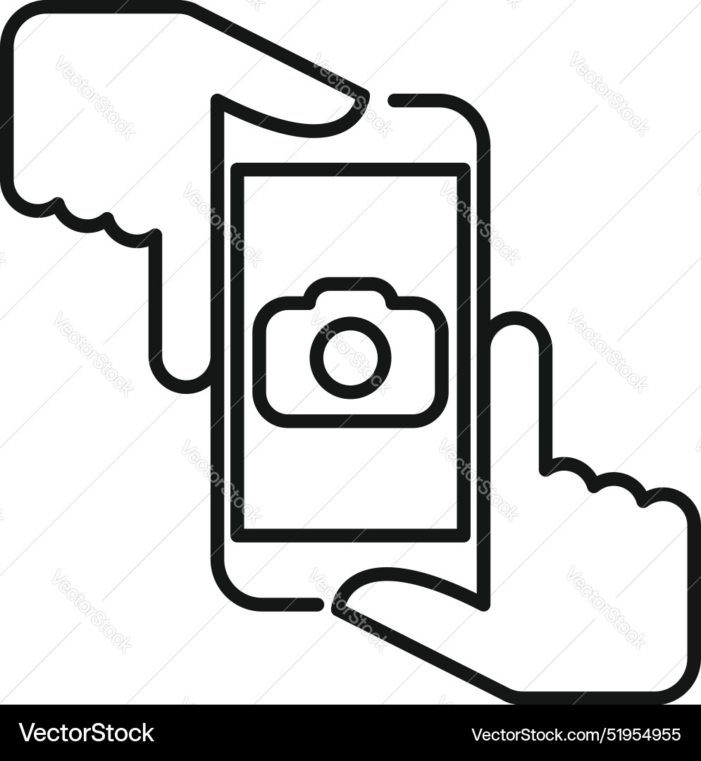Hands holding smartphone taking photo camera icon Vector Image