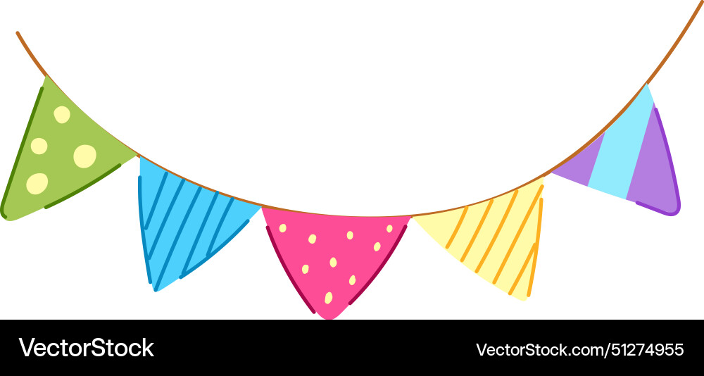 Happy birthday flags cartoon Royalty Free Vector Image