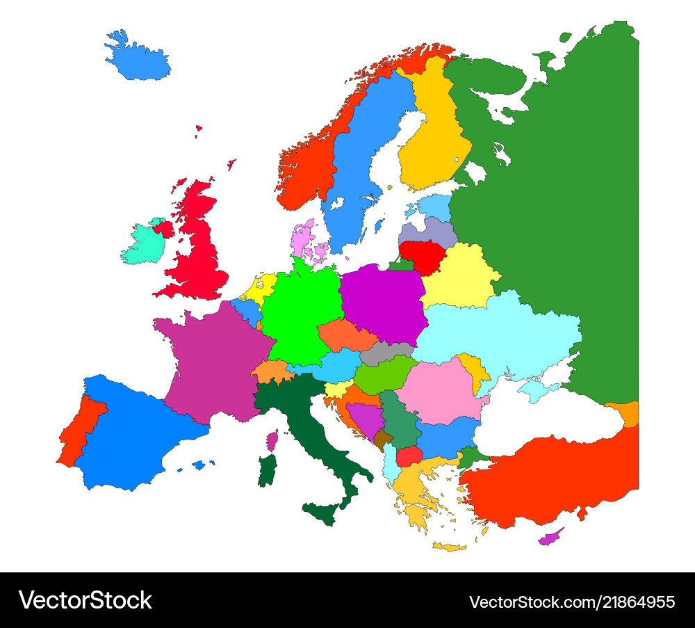 Map of europe with country borders isolate Vector Image