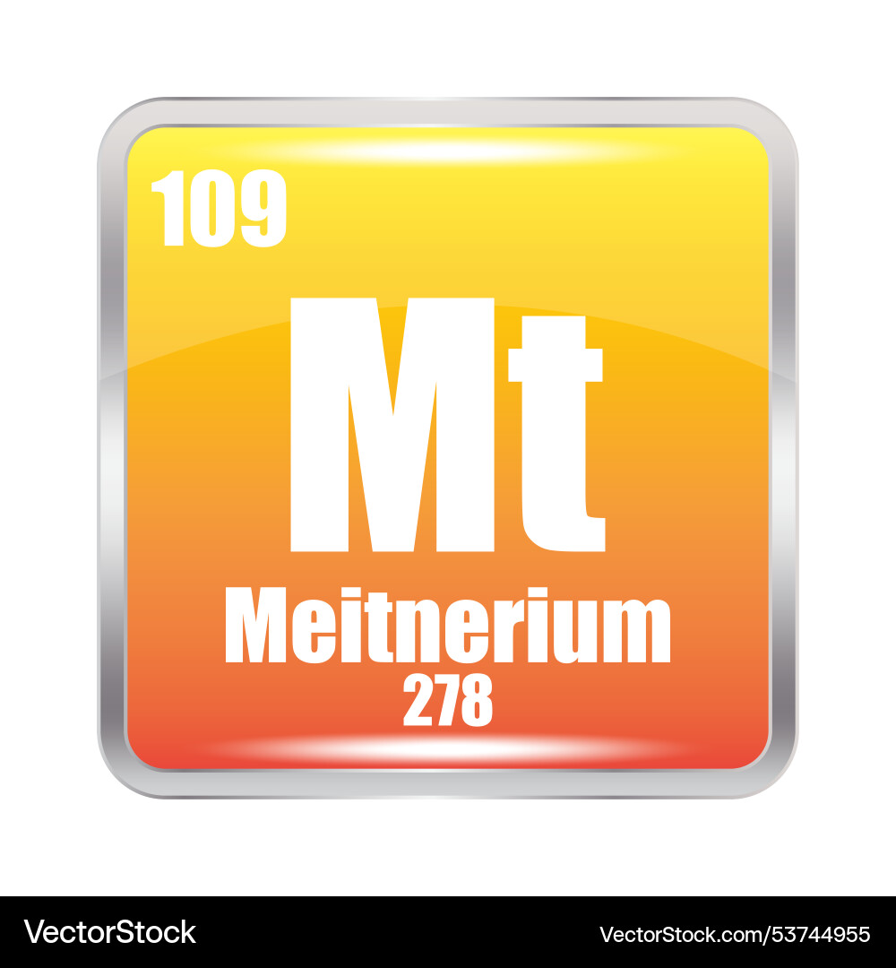 Meitnerium icon mt chemical element atomic number Vector Image