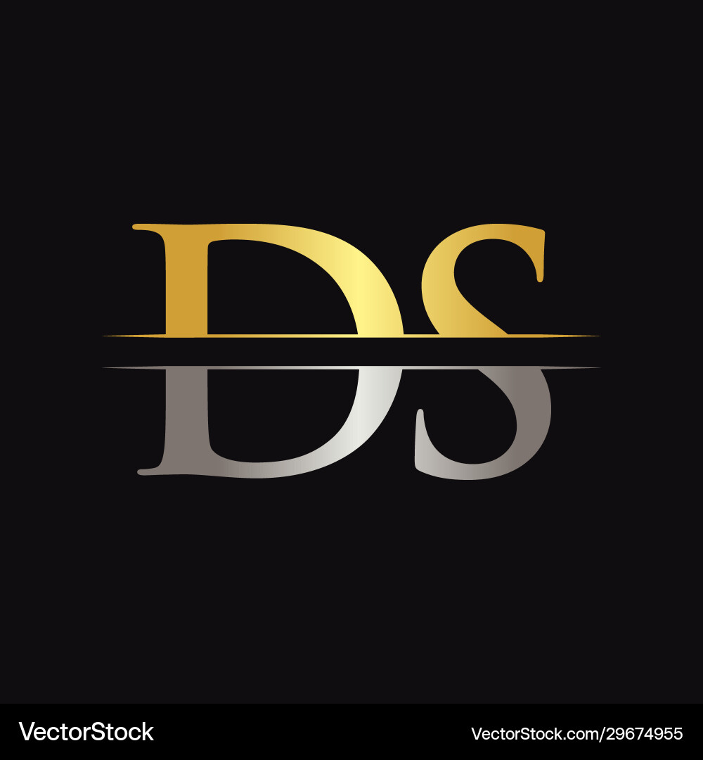 Original ds Buchstaben Logo Design mit Gold Vektorbild