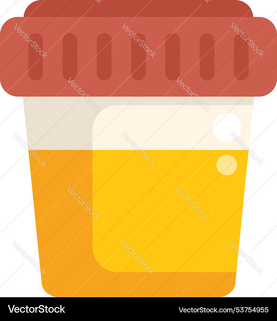 Plastic container holding urine sample for medical