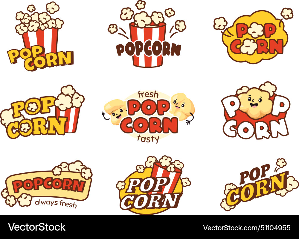 Popcorn emblem sweet corn snacks banners Vector Image