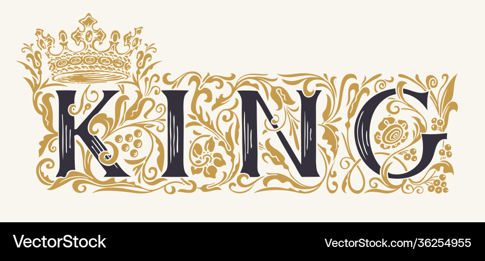 Royal King Lettering Vintage Lizenzfreies Vektorbild