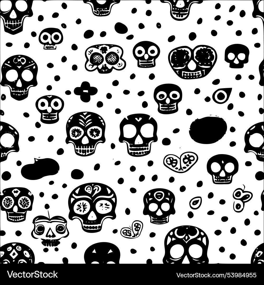 Skulls abstract pattern seamless Royalty Free Vector Image