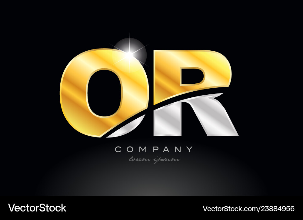 Combination letter or o r alphabet with gold Vector Image