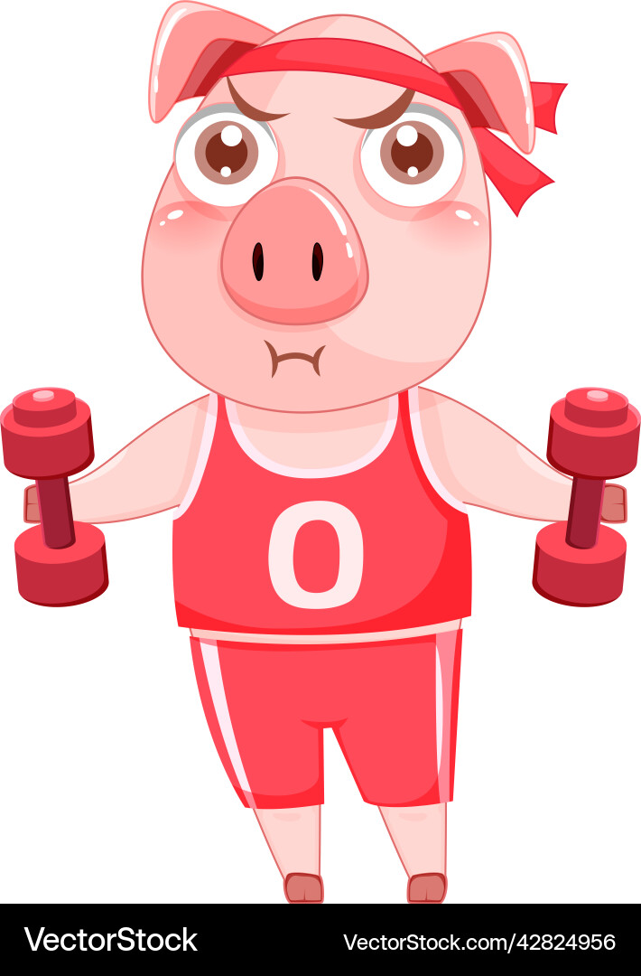 Cute pig cartoon character working out Royalty Free Vector