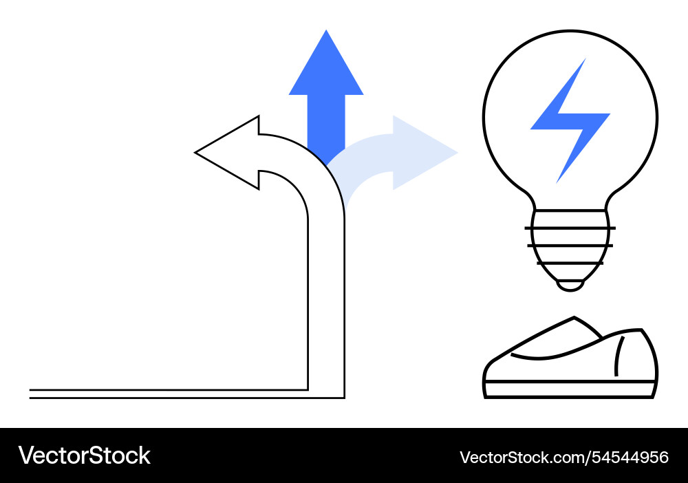 Decision-making path with light bulb and charging Vector Image