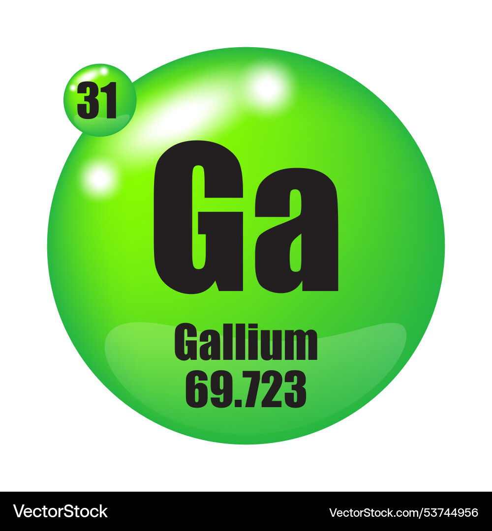 Gallium icon atomic number 31 mass 69723 symbol Vector Image