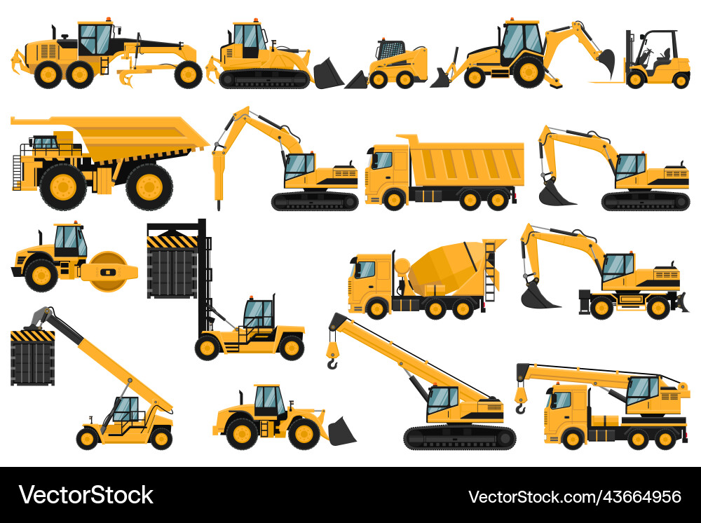 Heavy Machinery Collection Royalty Free Vector Image