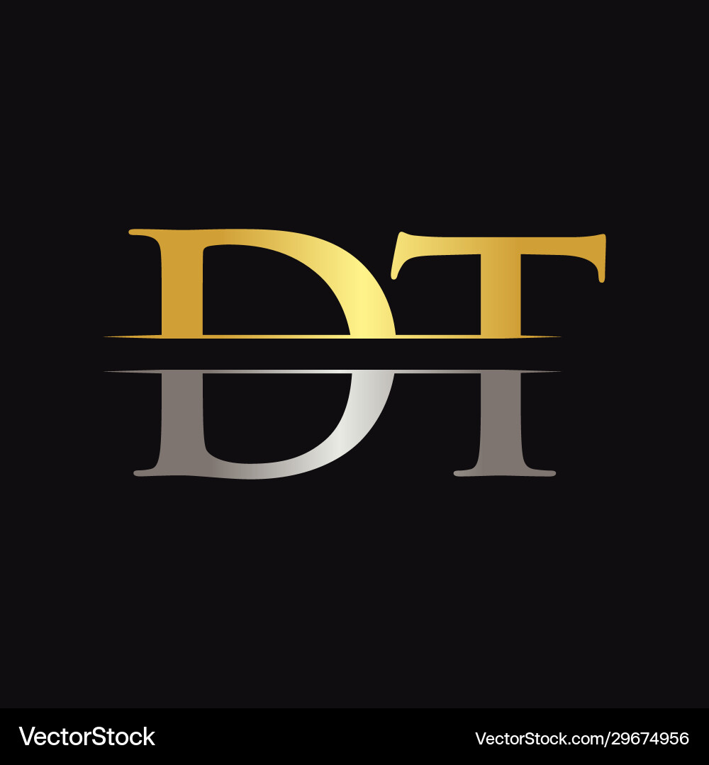 Initial dt letter logo design with gold Royalty Free Vector