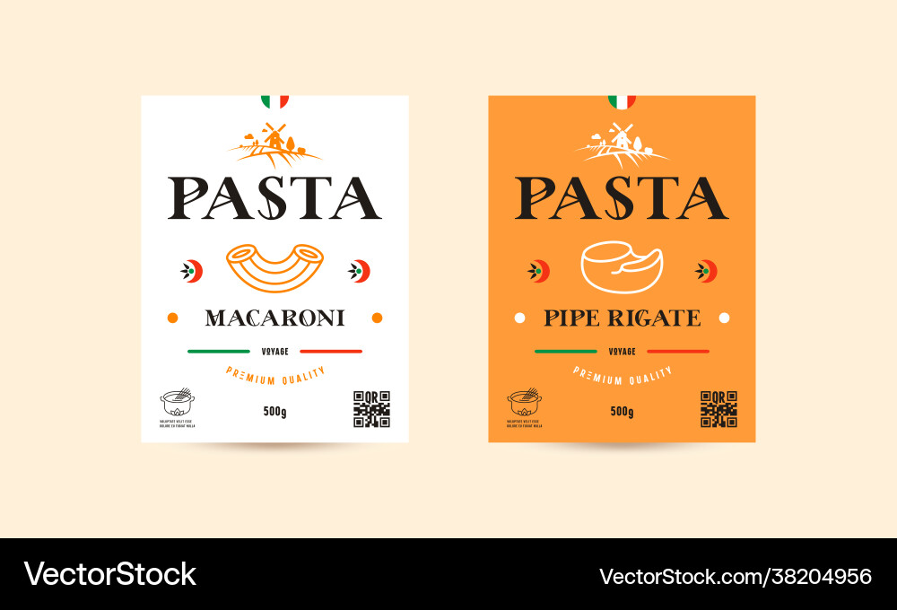 Label design for packaging pasta Royalty Free Vector Image