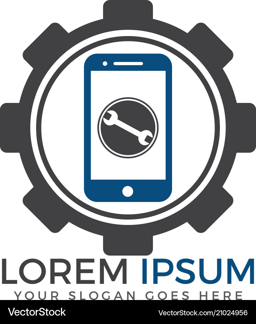 Mobile phone repairing logo design Royalty Free Vector Image