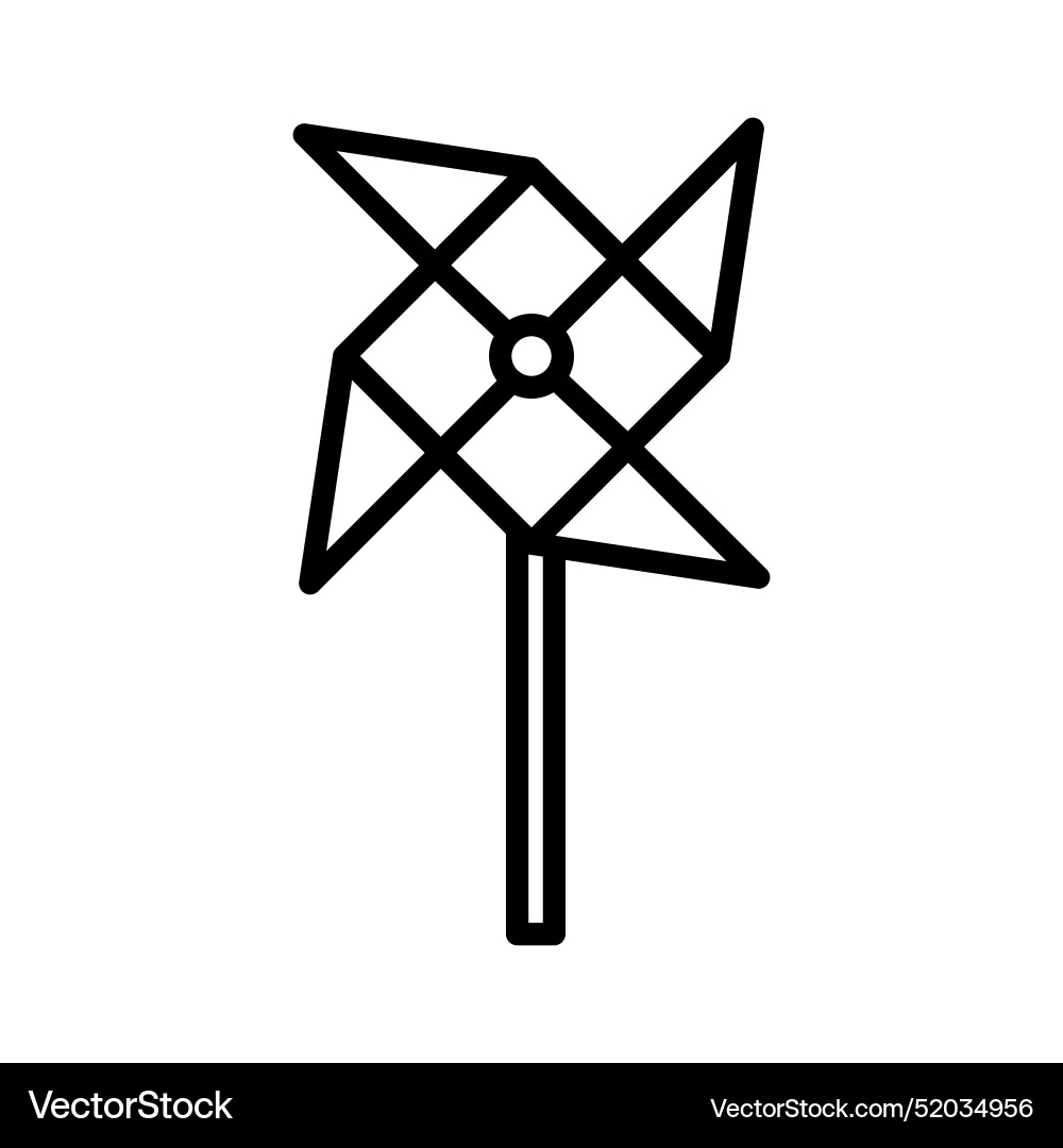 Paper windmill linear logo mark in black and white