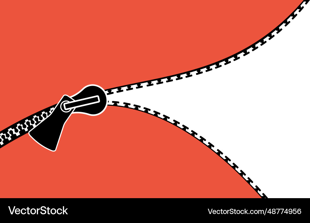 Zipper banner design open zip fastener and empty Vector Image