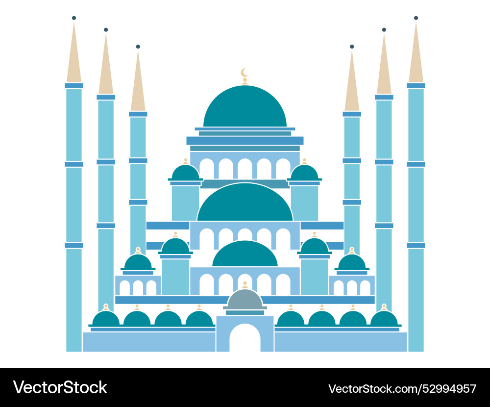 Blue mosque masjid turkey istanbul ottoman old Vector Image