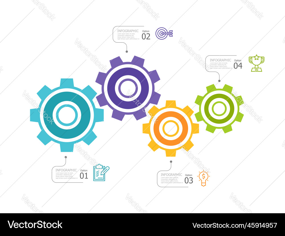 Cog gear wheel horizontal infographic element Vector Image