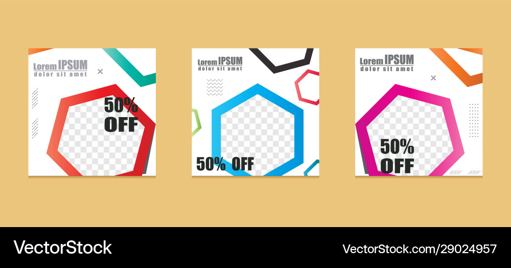 Editable social media post templates Royalty Free Vector