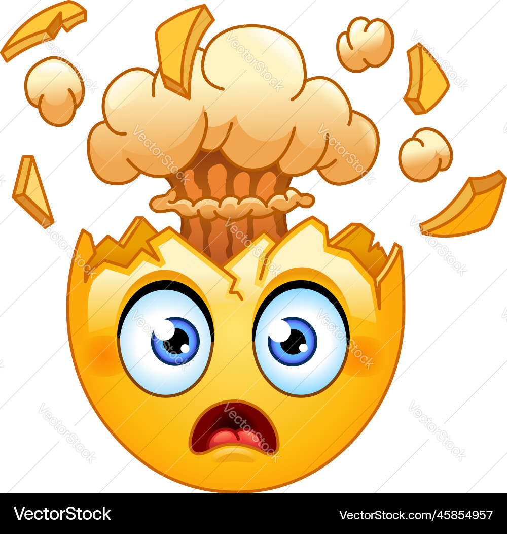 Exploding head emoticon Royalty Free Vector Image Exploding head emoticon Royalty Free Vector Image
