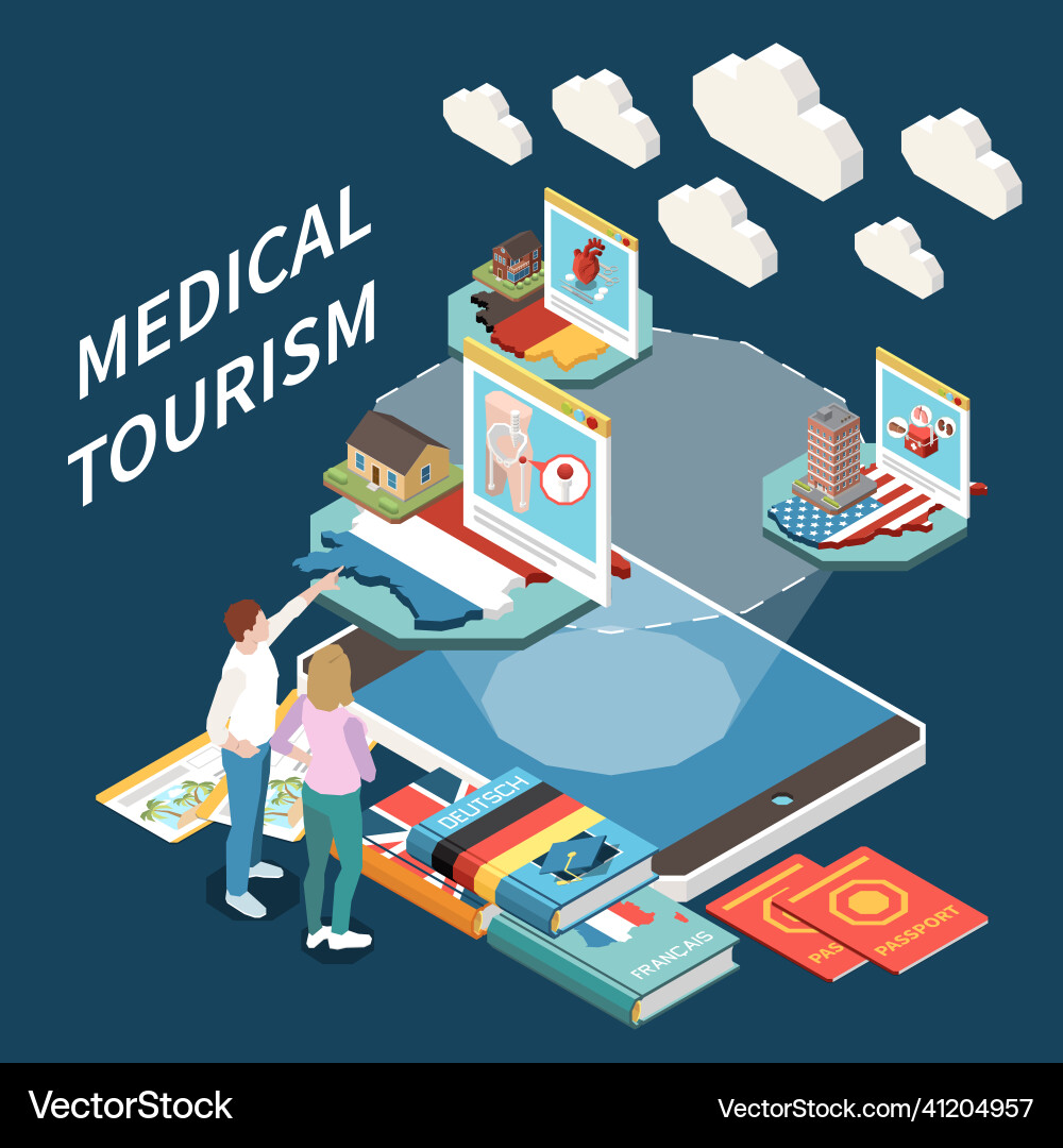 Medical tourism composition Royalty Free Vector Image