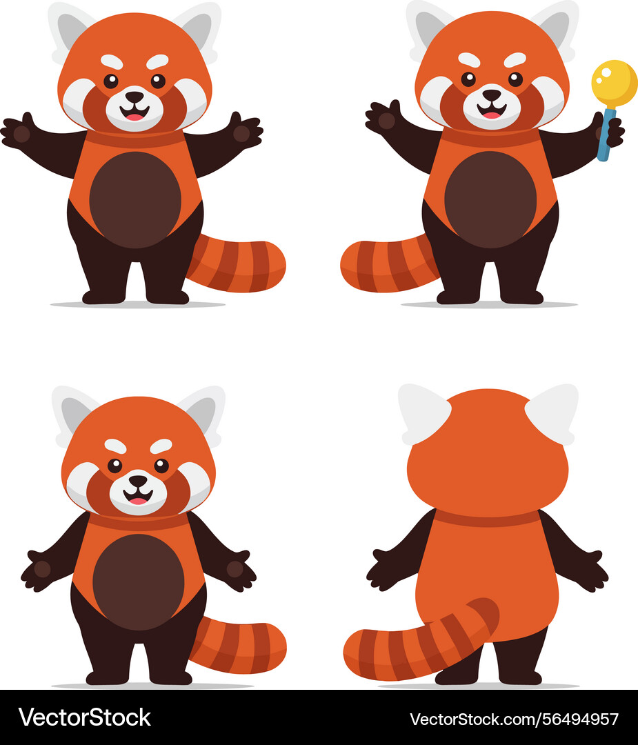Red panda character set for tshirt printing Vector Image