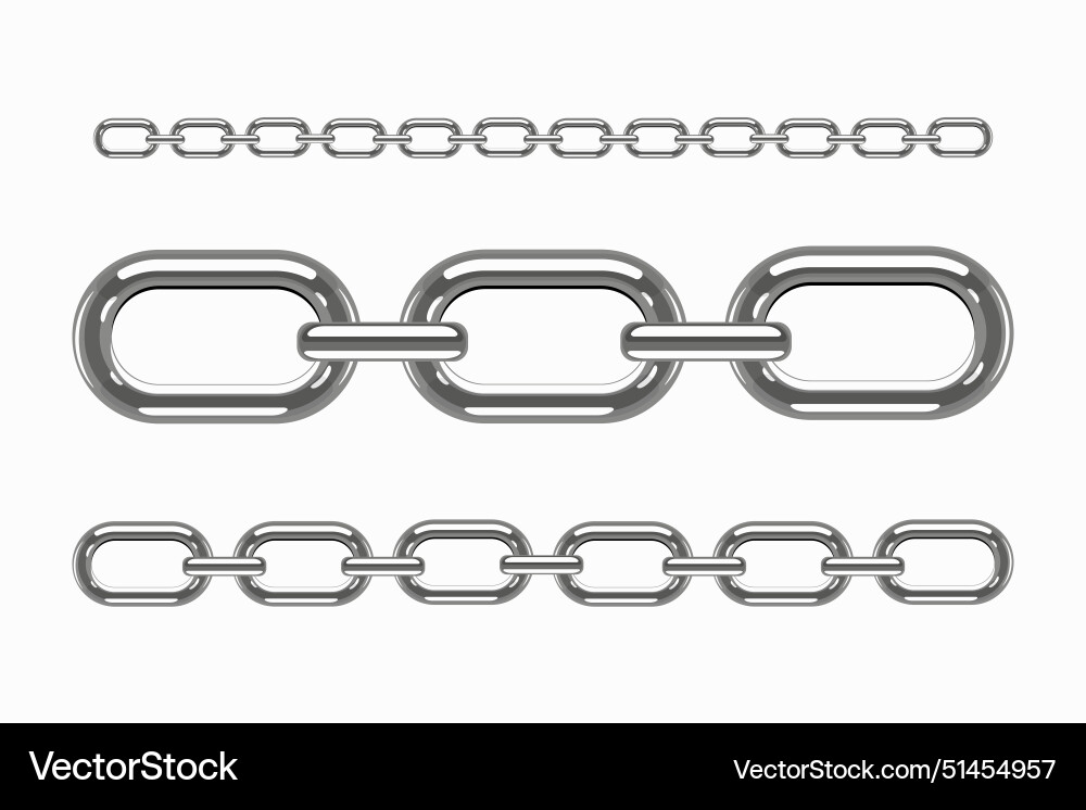 Set of metallic chains different thickness Vector Image