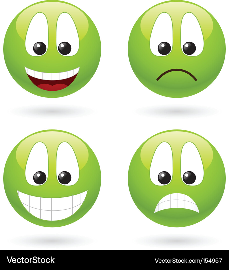 Shiny Green Smiley Faces Royalty Free Vector Image