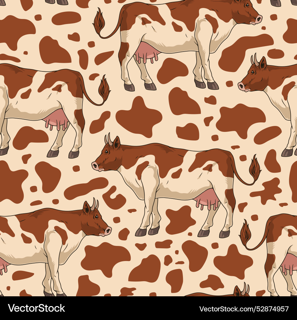 Spotted cows colorful seamless pattern Royalty Free Vector