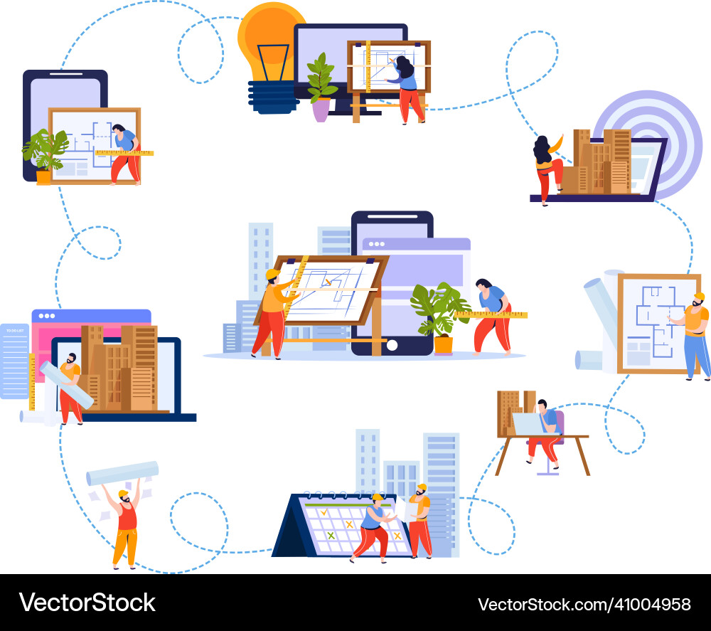 Architect flat concept Royalty Free Vector Image