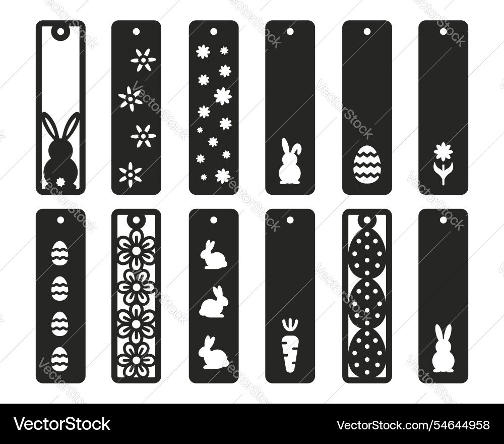 Aster vertical bookmarks laser cut templates Vector Image