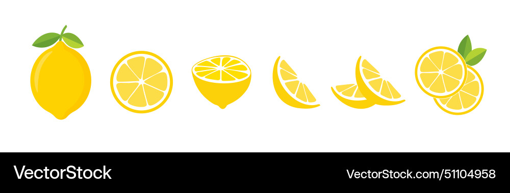 Citrus lemon slices set eps 10 Royalty Free Vector Image