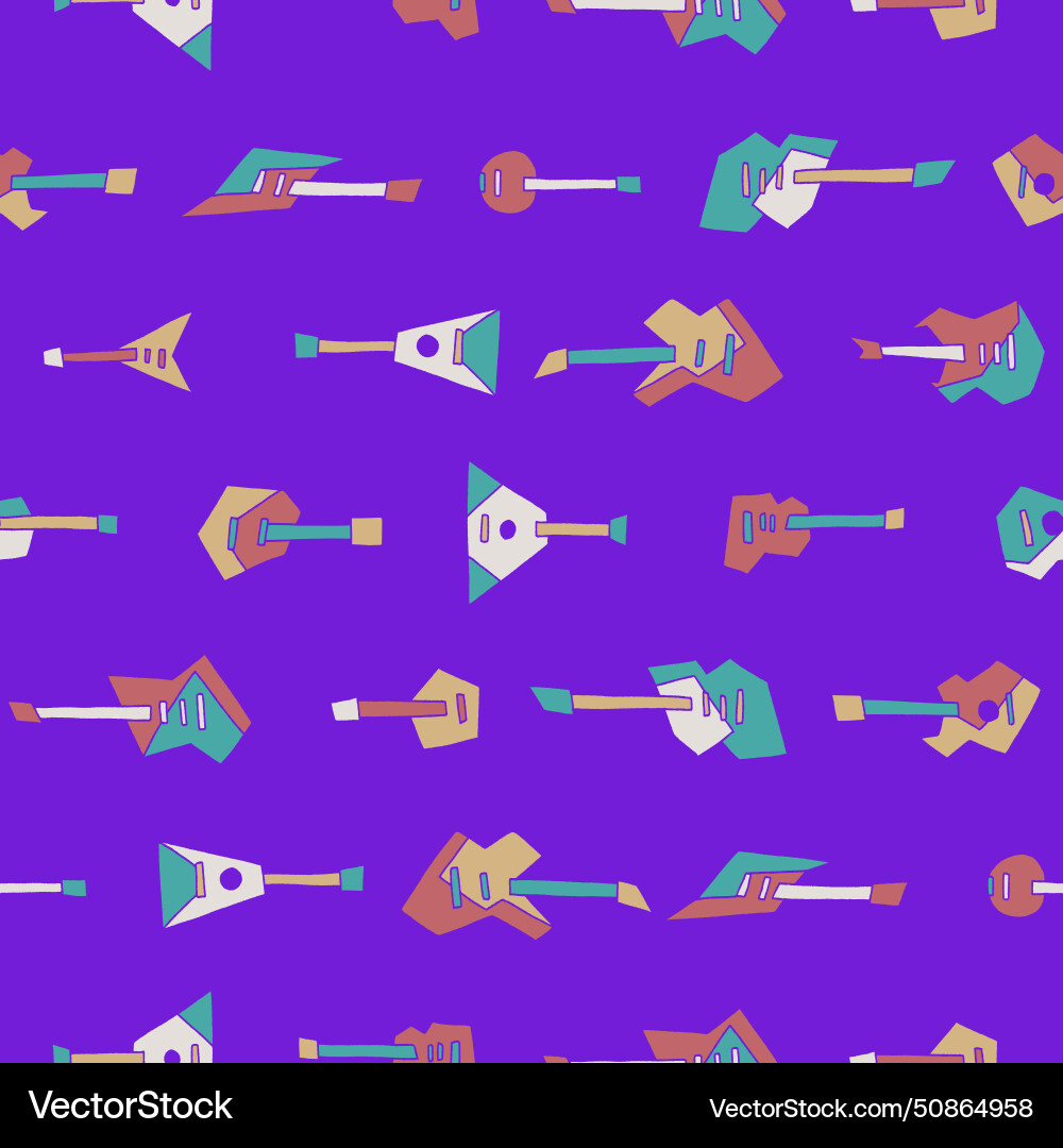 Horizontal collection of guitars seamless pattern Vector Image