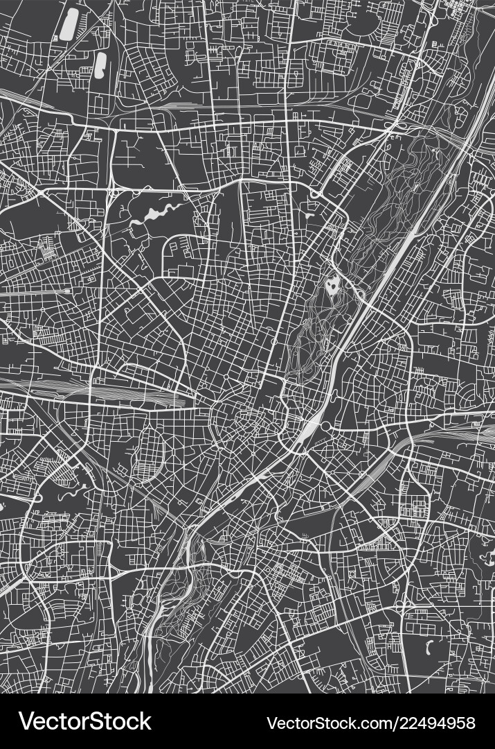 Munich city plan detailed map Royalty Free Vector Image