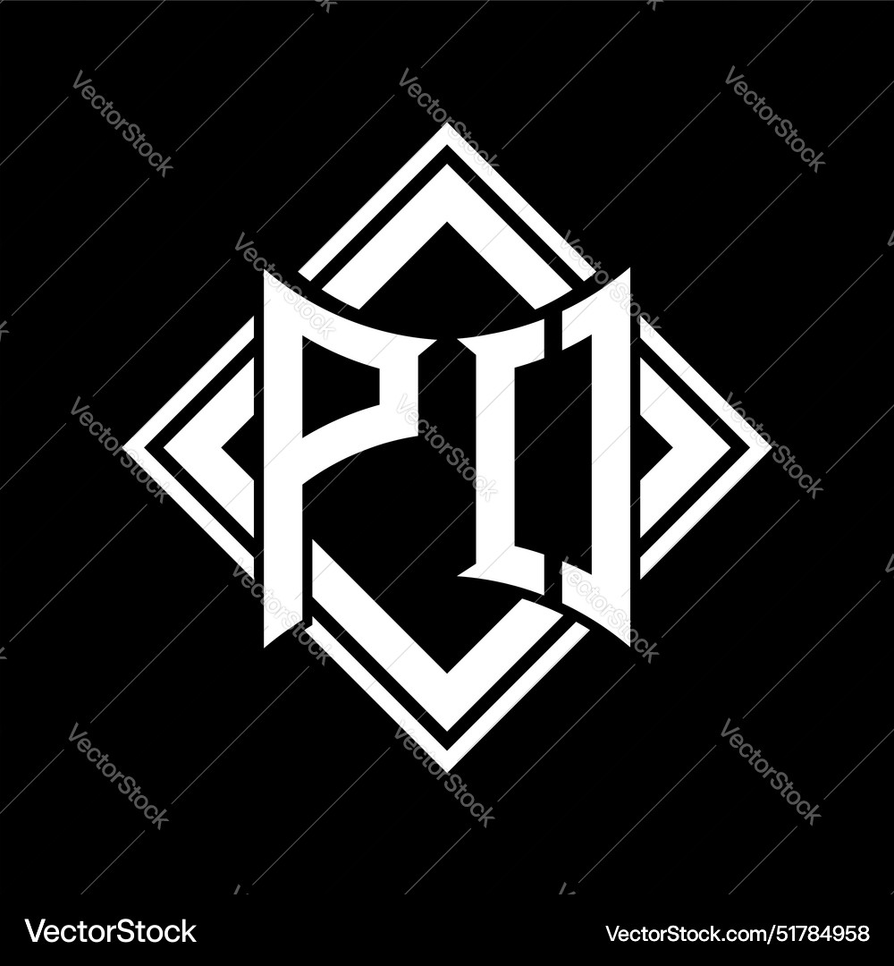 Po letter logo abstract shield shape with square Vector Image