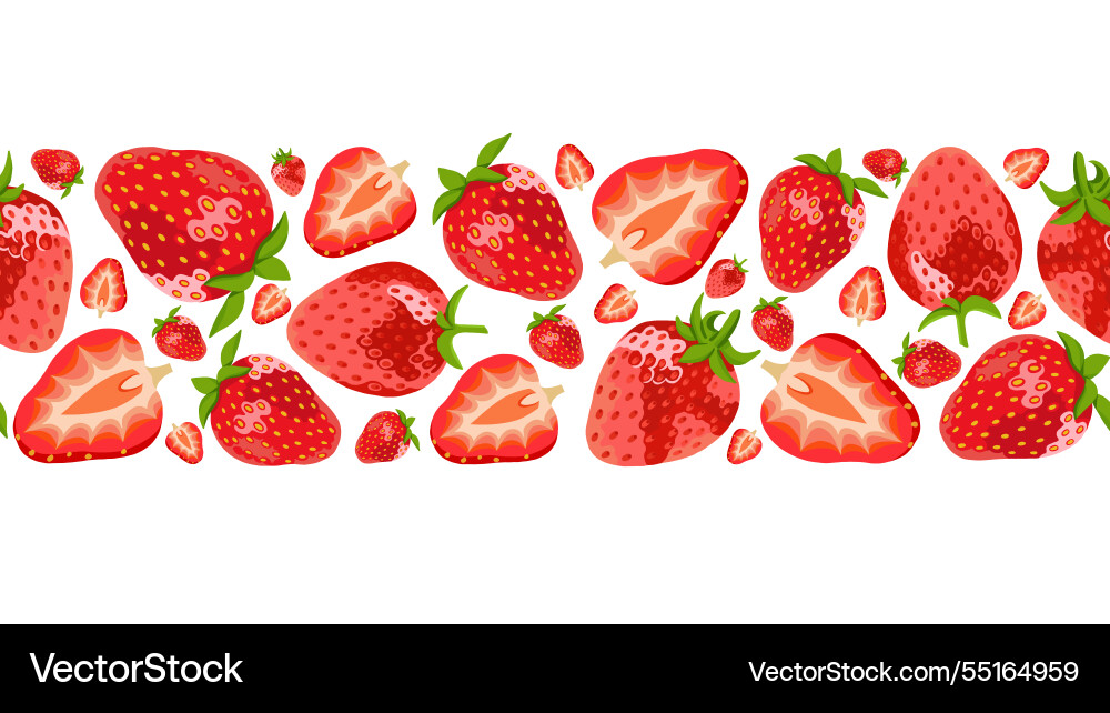 3d realistic strawberry border on white Royalty Free Vector