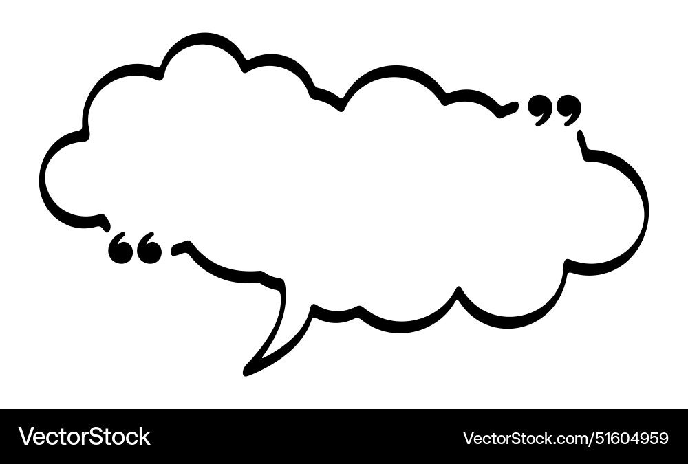Cloud shaped speech bubble with quotation marks Vector Image