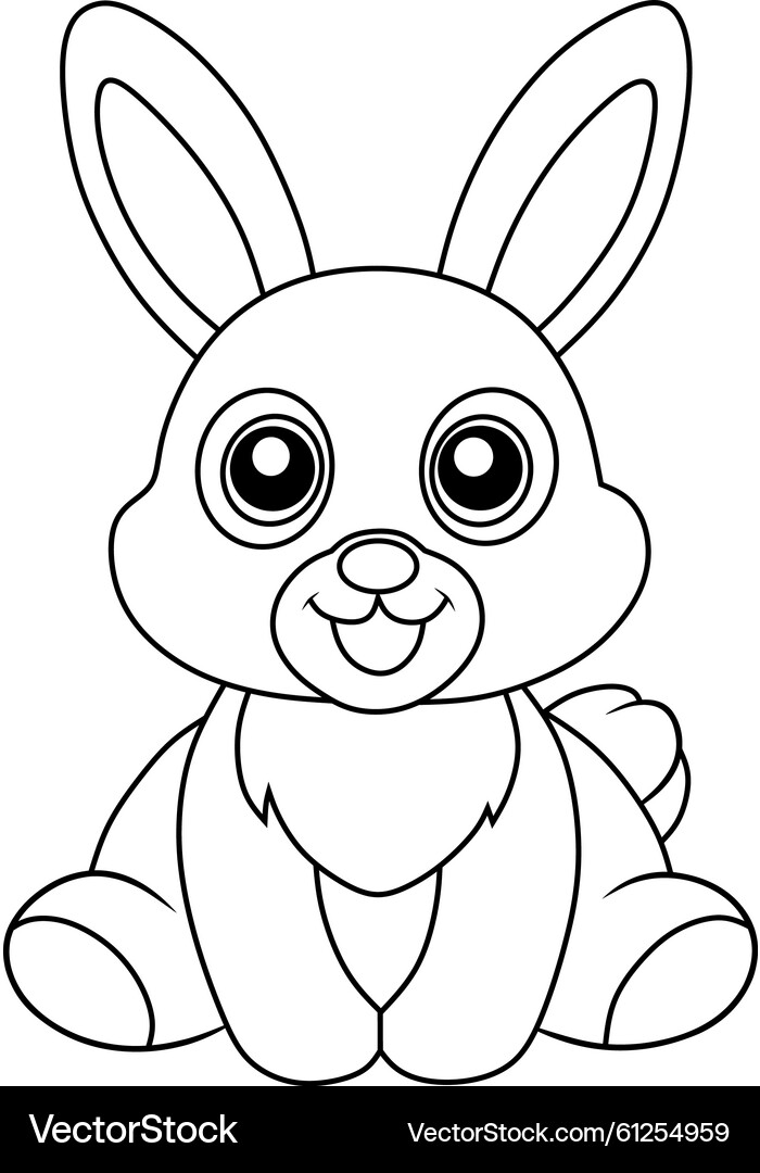 Cute Cartoon Bunny Coloring Page – Royalty-Free Vector | VectorStock