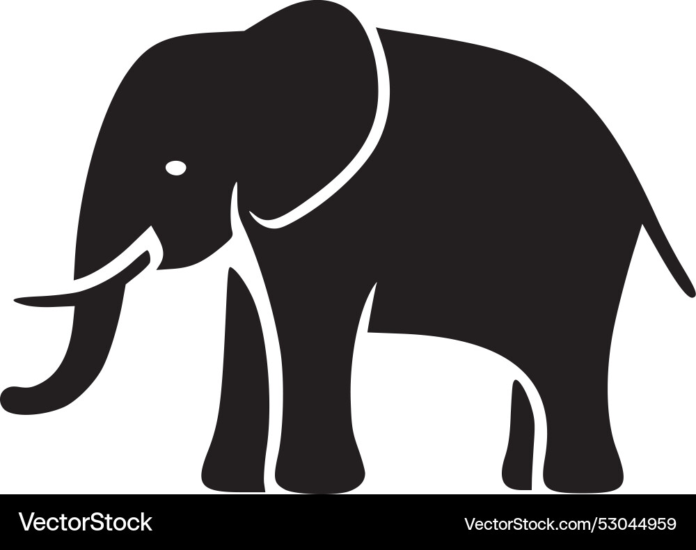 Elephant - black and white isolated icon Vector Image
